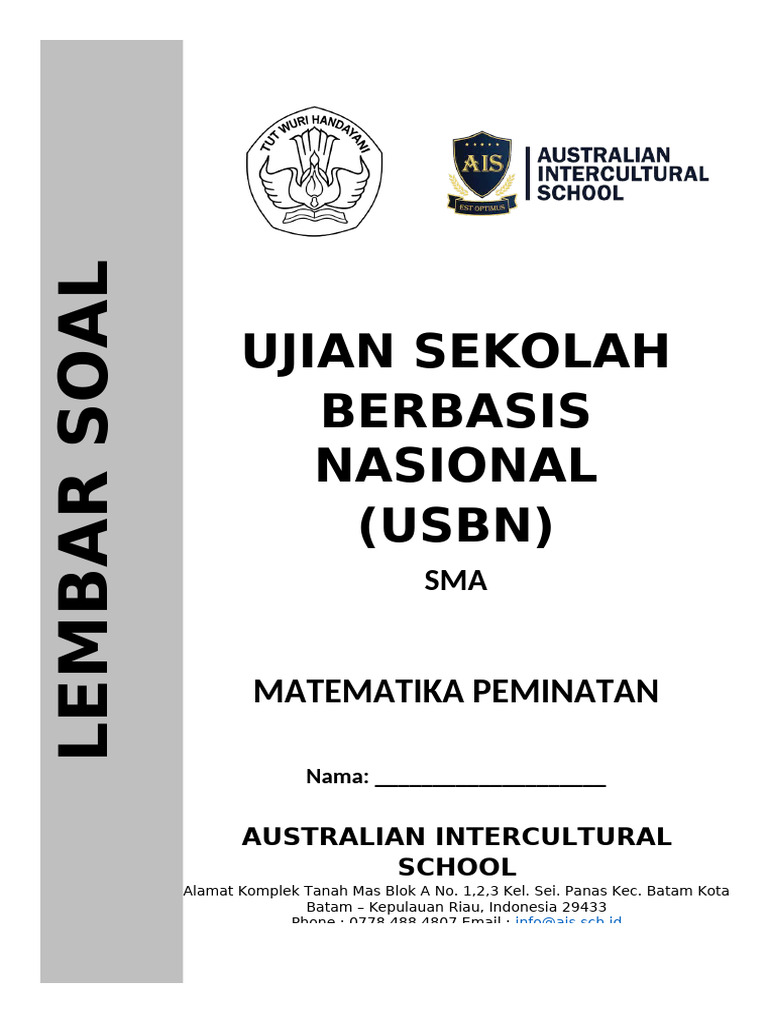 Soal Usbn Sma MTK Wajib 2024-2025 | PDF