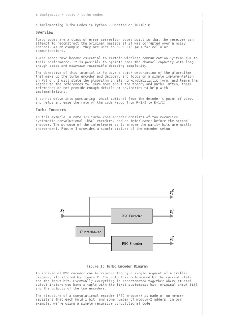 Implementing Turbo Codes In Python Cybersecurity Programming Signal Processing Pdf Error