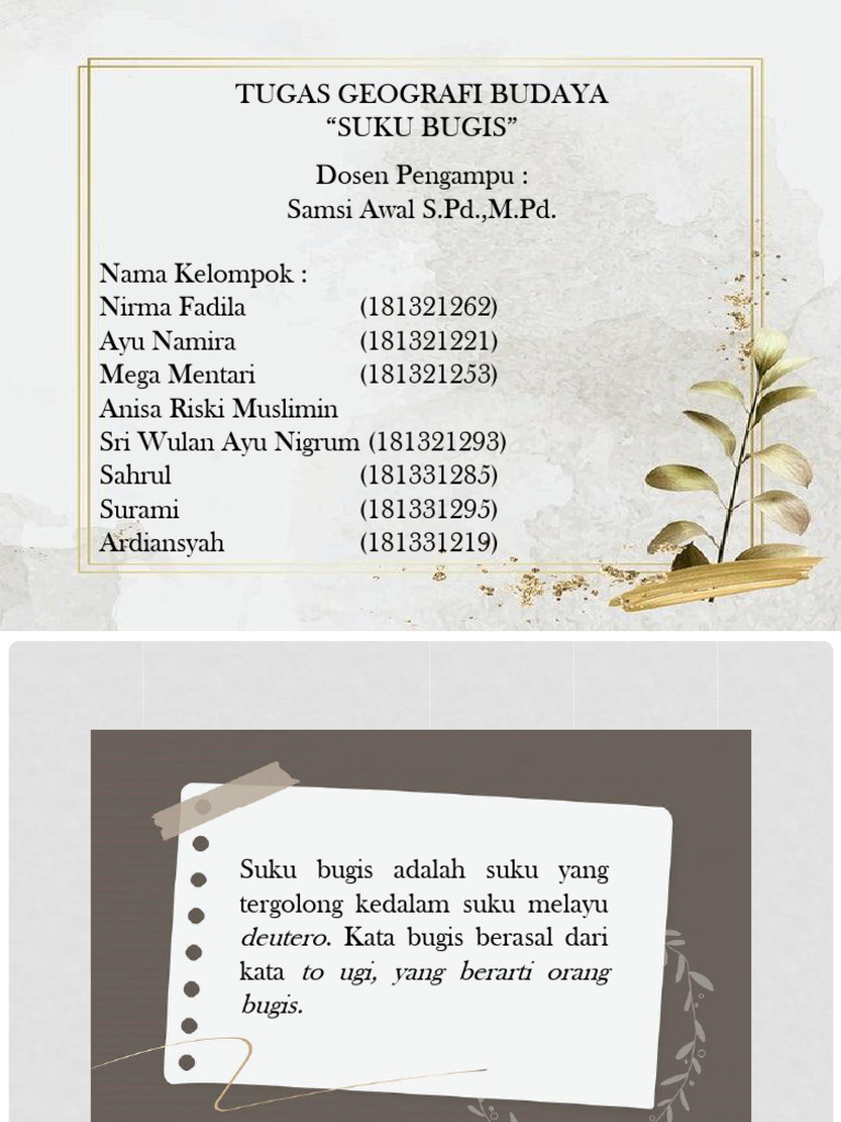 Geografi Budaya - SUKU BUGIS | PDF