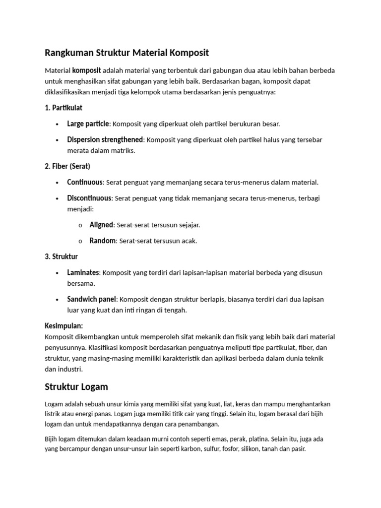 Klasifikasi dan Sifat Material Komposit | PDF