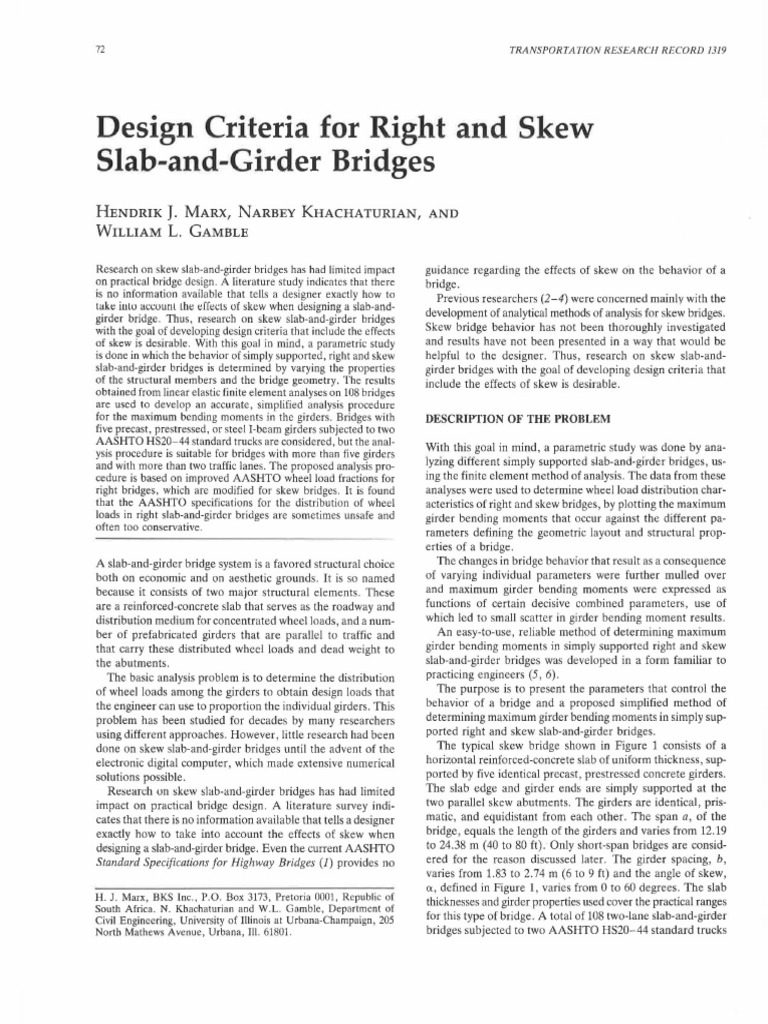 Skew Slab-and-Girder Bridge Design Criteria | PDF | Bridge | Bending