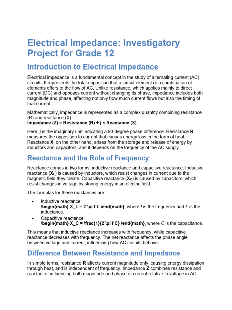 Electrical Impedance Study 1 | PDF | Electrical Impedance | Capacitor