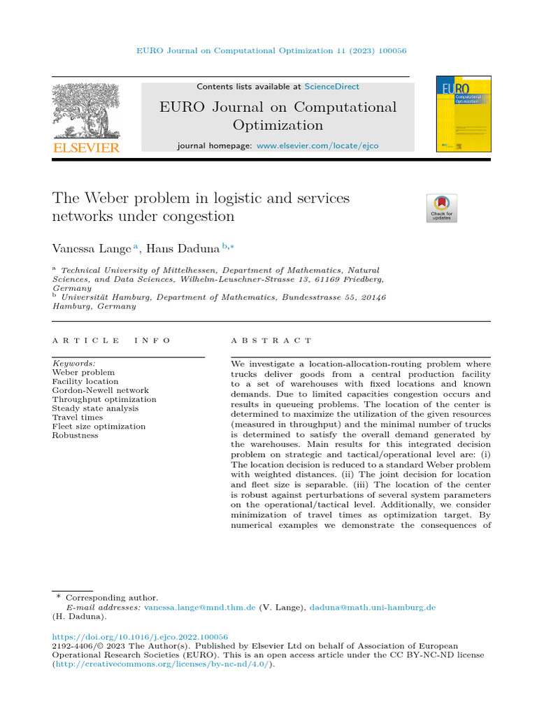 The Weber Problem in Logistic and Services | PDF | Mathematical Optimization | Server (Computing)