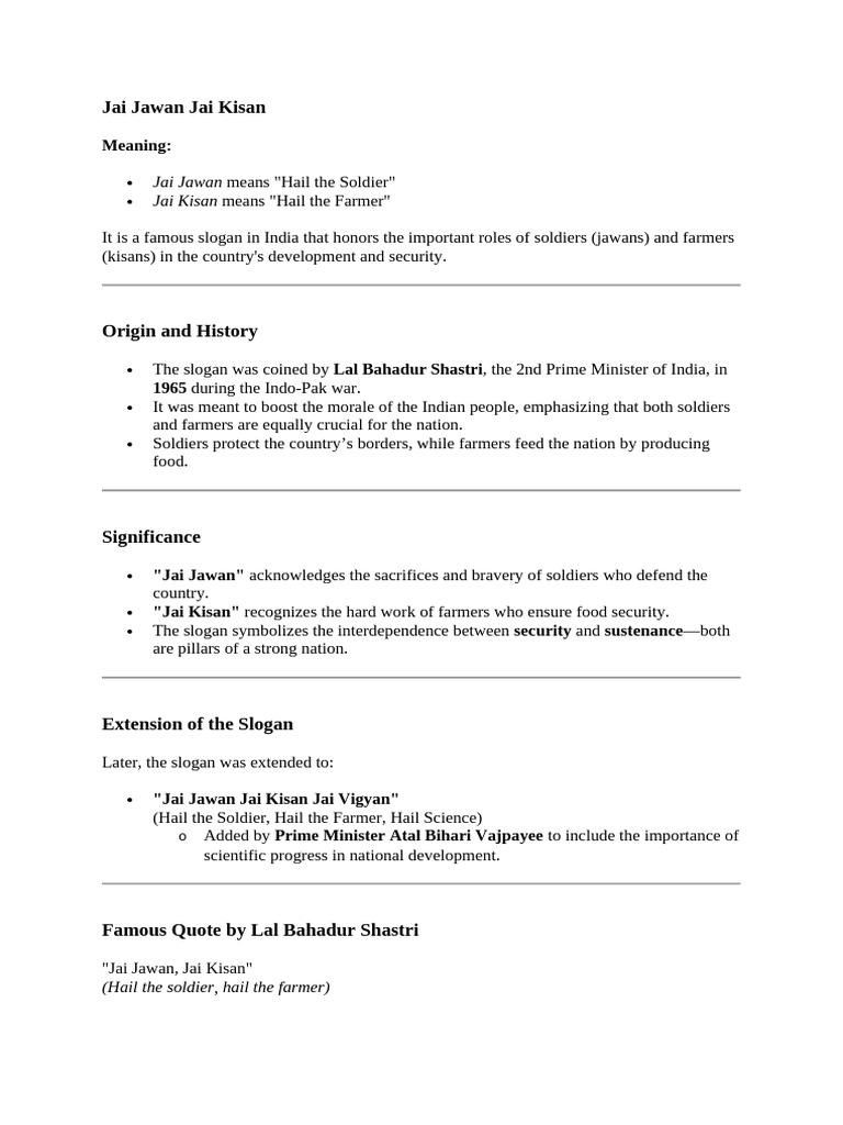 Jay Jawan Jay Kisan | PDF