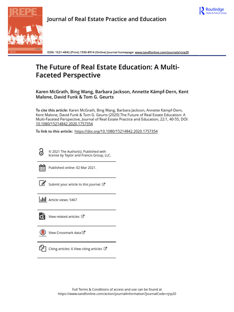The Future of Real Estate Education A Multi-Faceted Perspective | PDF ...