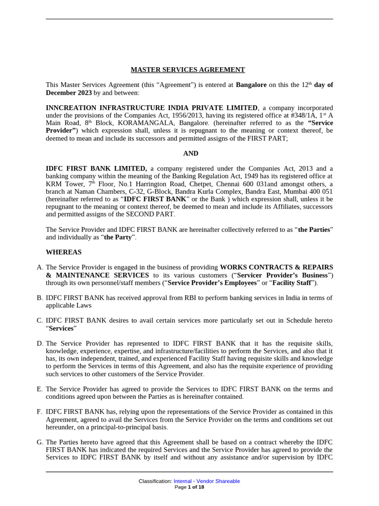 STANDARD MASTER SERVICES AGREEMENT - Amended 2021 | PDF | Indemnity | Value Added Tax