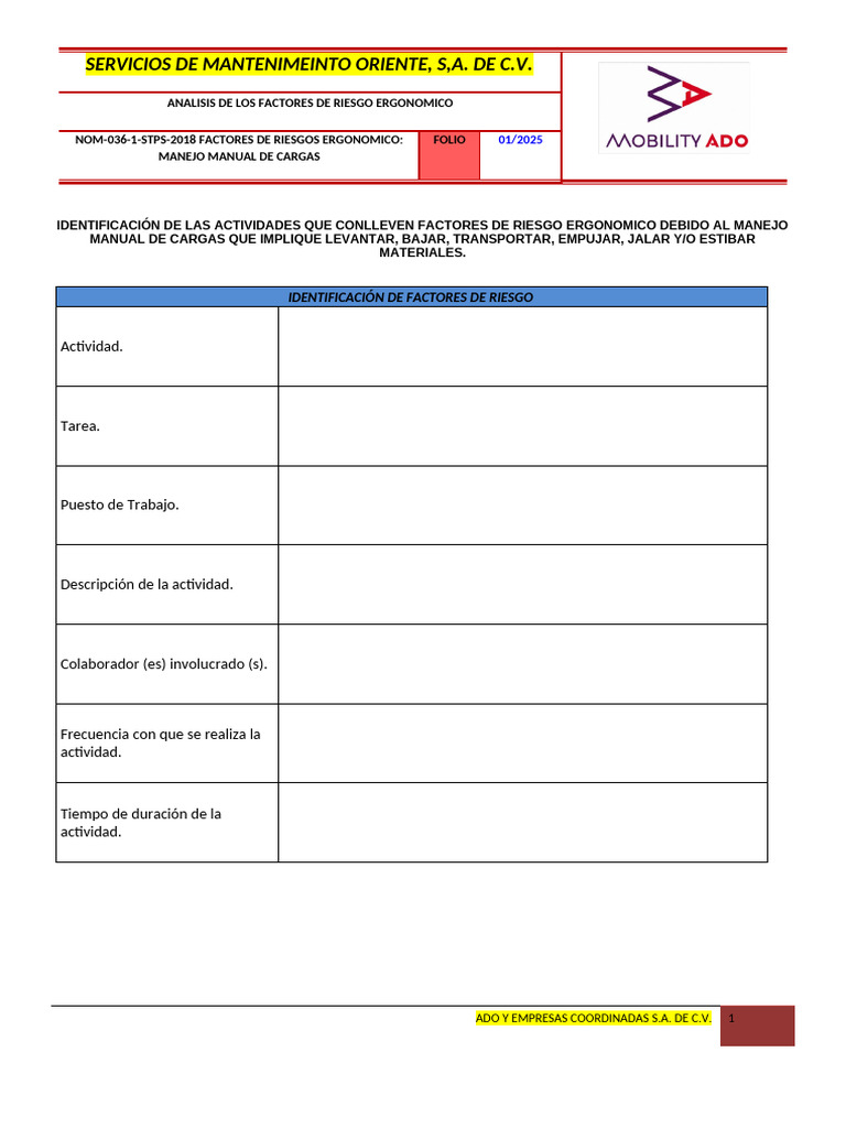 Análisis De Riesgos Ergonómicos Nom 036 Pdf