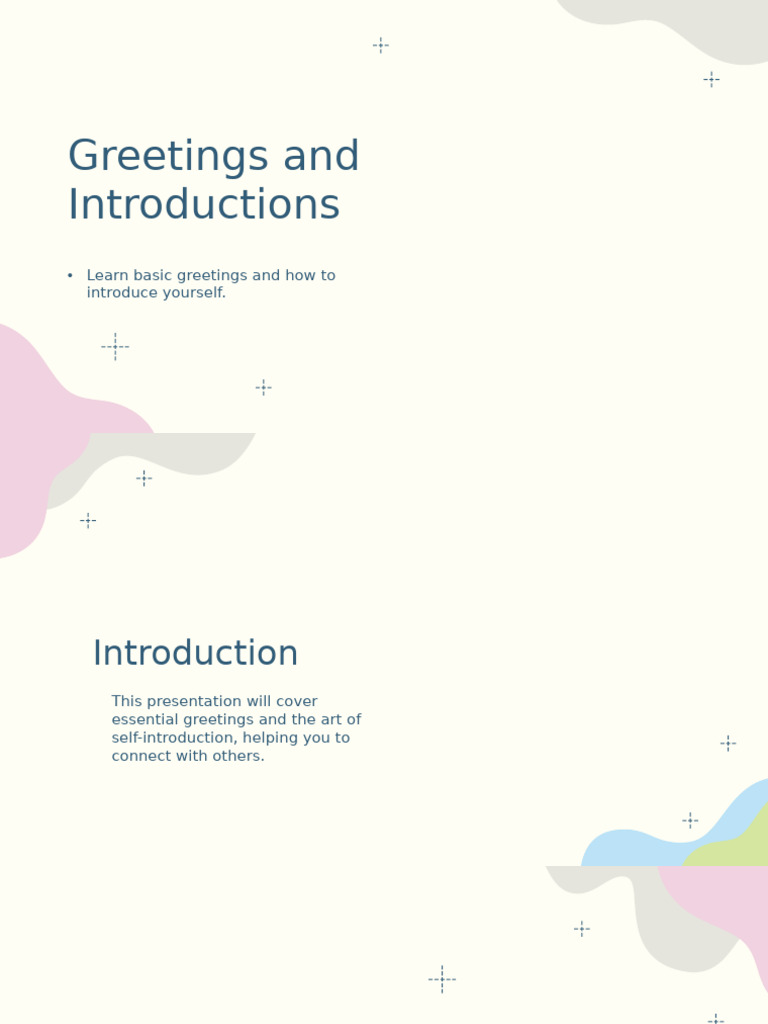 Greetings and Self-Introductions Guide | PDF