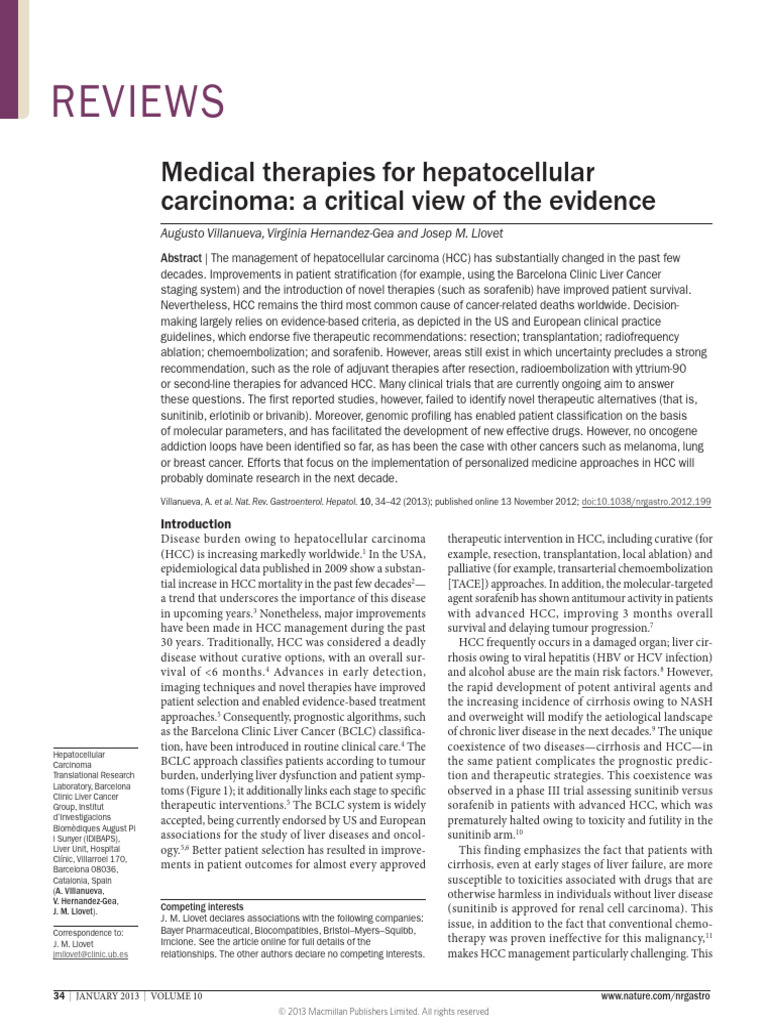 Medical Therapies For Hepatocellular Carcinoma - A Critical View of The ...