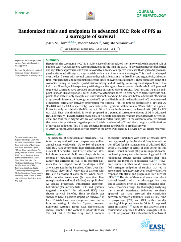 Randomized Trials and Endpoints in Advanced HCC - Role of PFS As A Surrogate of Survival | PDF ...