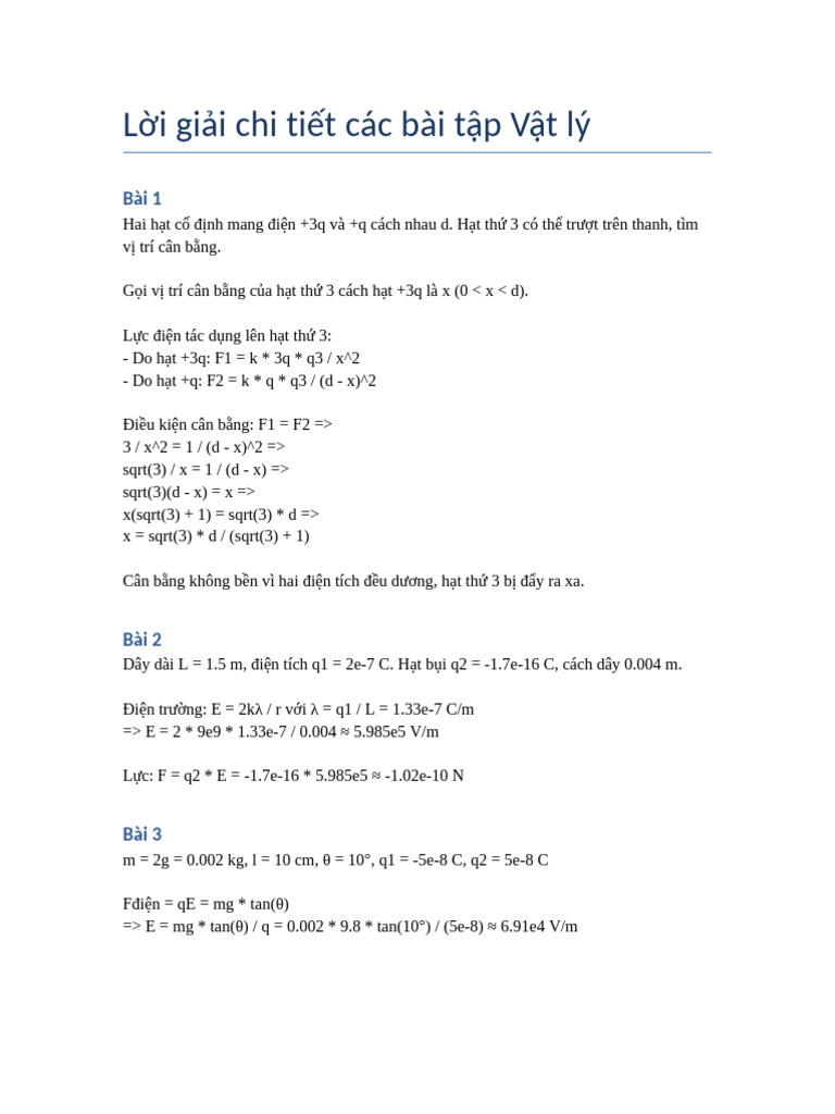 Giai Chi Tiet Bai Tap Vat Ly | PDF