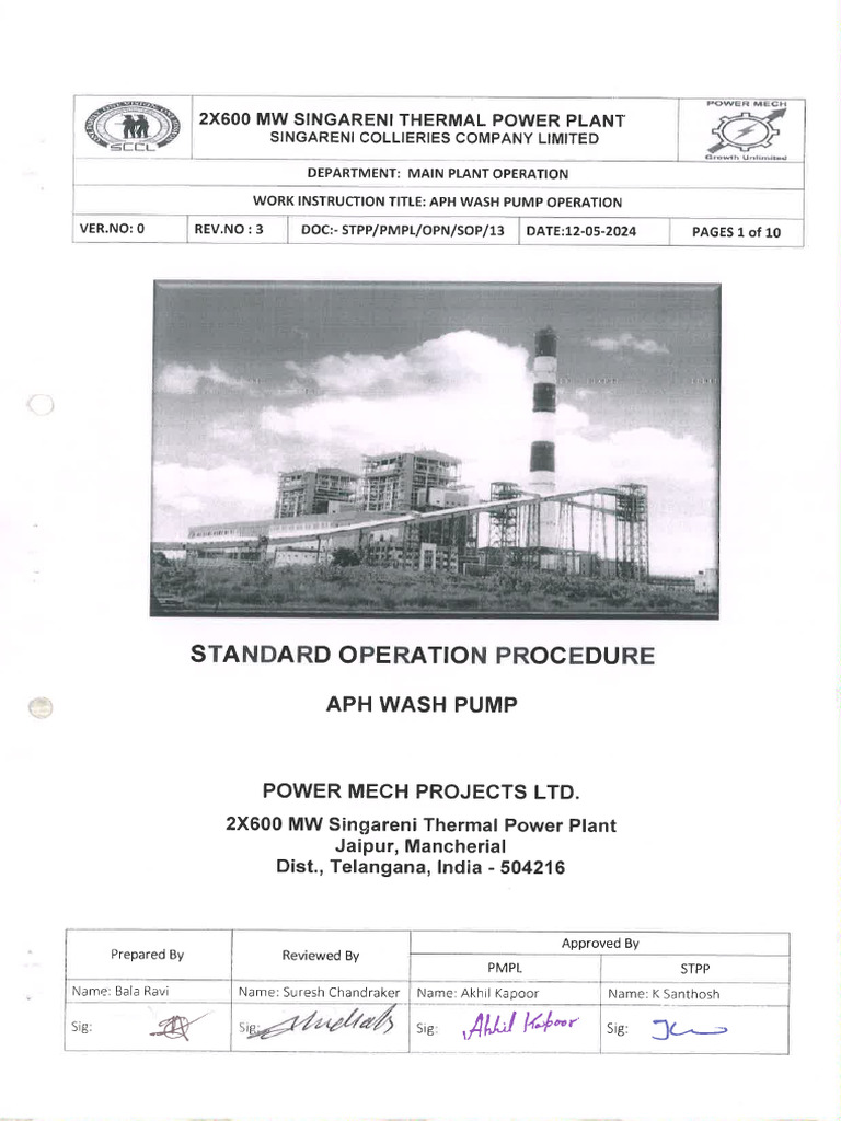 Sop 13 Aph Wash Pump Operation | PDF