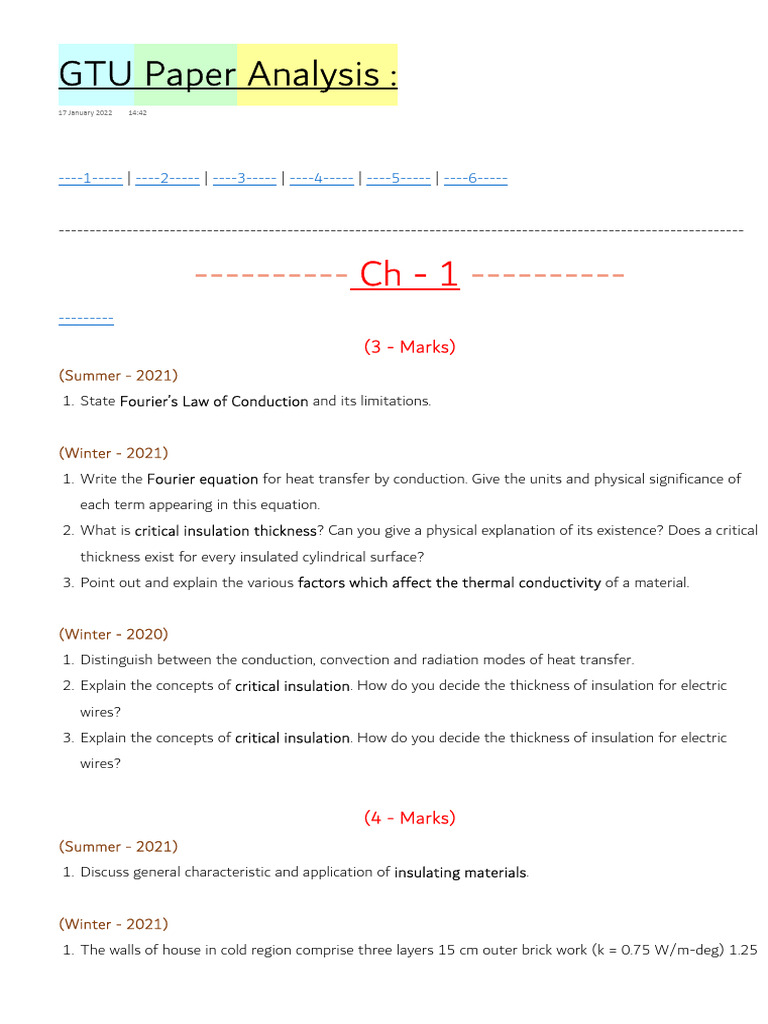 GTU Heat Transfer Exam Questions | PDF | Thermal Insulation | Heat Transfer