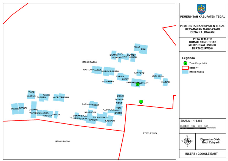 Peta Rumah Yang Tidak Mempunyai Jaringan Listrik Di RT002 RW004 | PDF