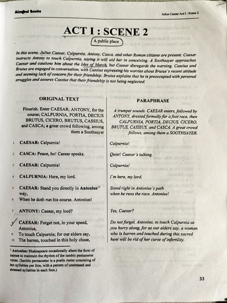 Julius Caesar (Act 1, Scene 2) Explanation | PDF | Mark Antony | Julius Caesar