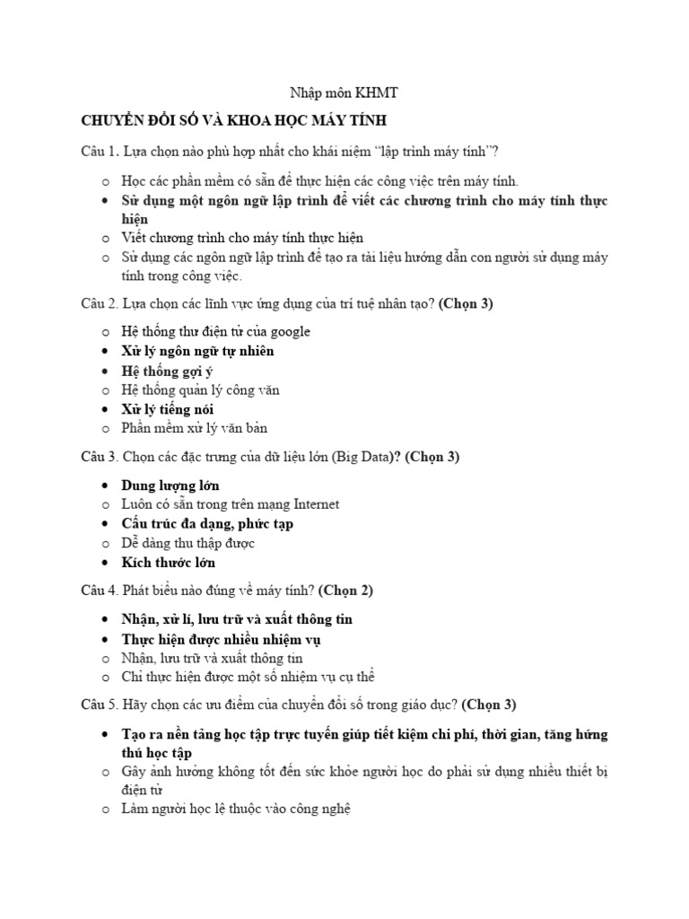 Nhập Môn KHMT | PDF