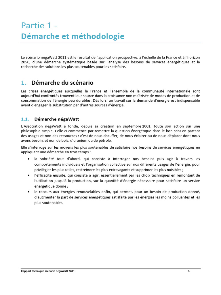 Démarche négaWatt : Scénario 2011-2050 | PDF | Économie énergétique ...