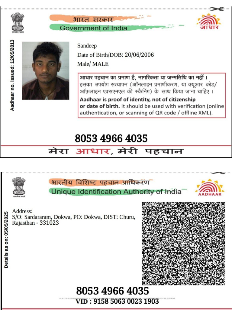 Sandeep Aadhar Card PDF | PDF