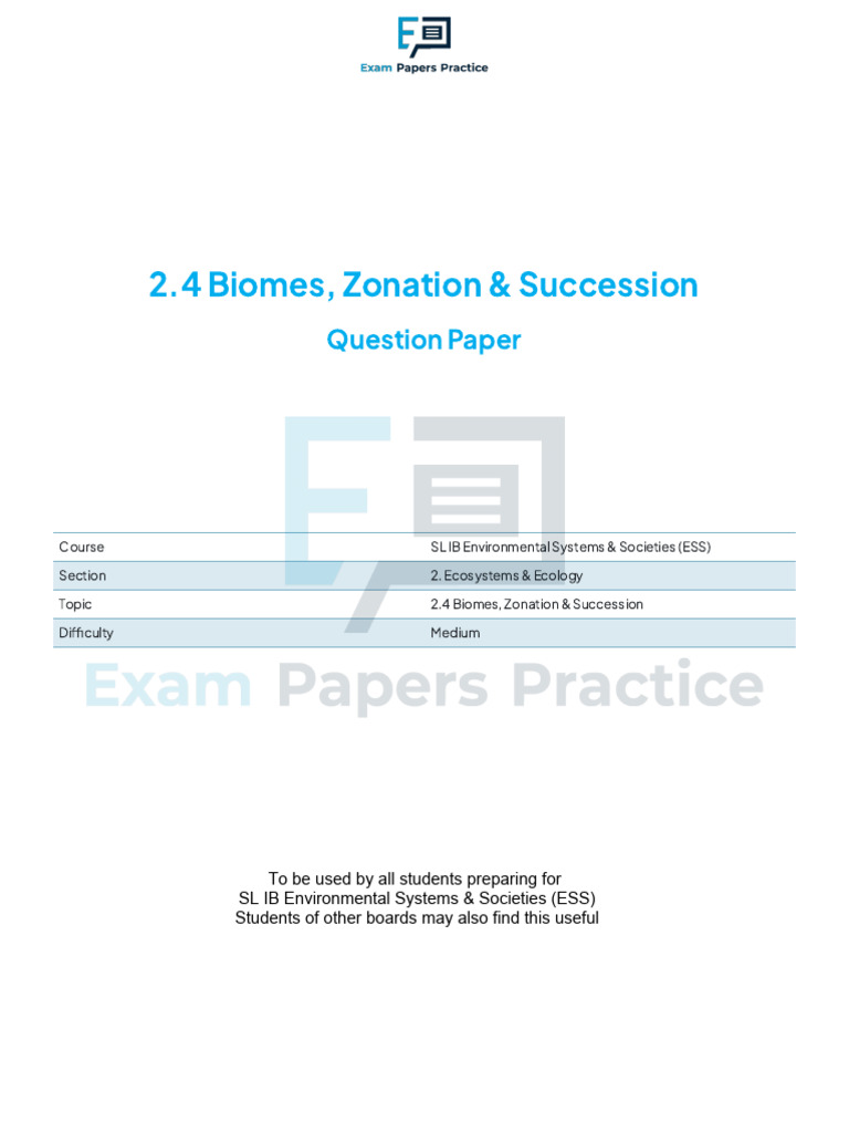 2.4 Biomes Zonation Succession Topic Questions | PDF | Ecology | Vegetation
