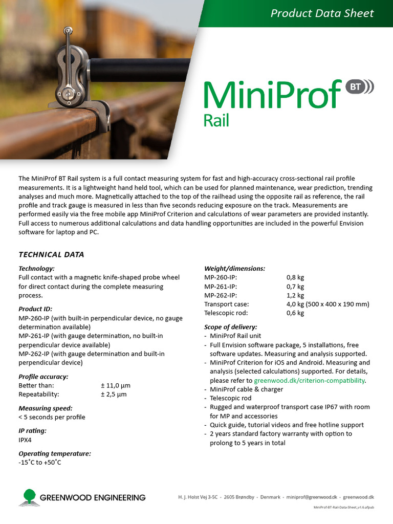 MiniProf BT Rail Data Sheet - v1.6 | PDF | Computing | Mobile Software