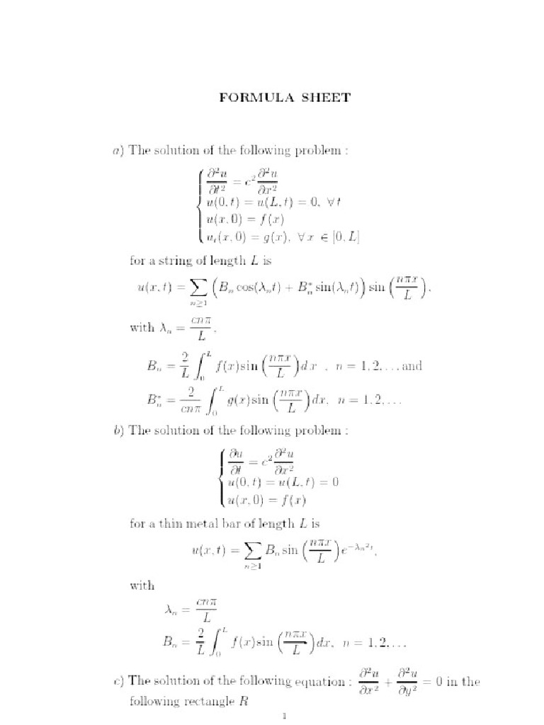 Unit-4 Formula Sheet | PDF