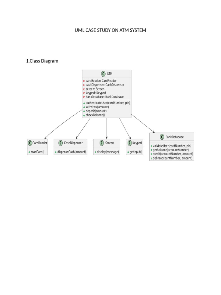Uml Case Study On Atm System | PDF