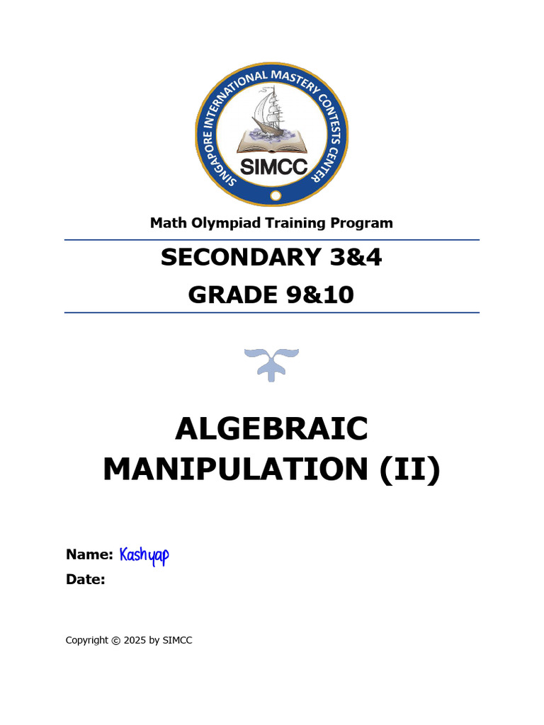 Sec 3&4 ALGEBRAIC MANIPULATION II | PDF