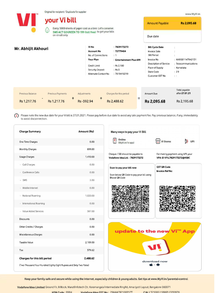 Vodafone Bill May | PDF