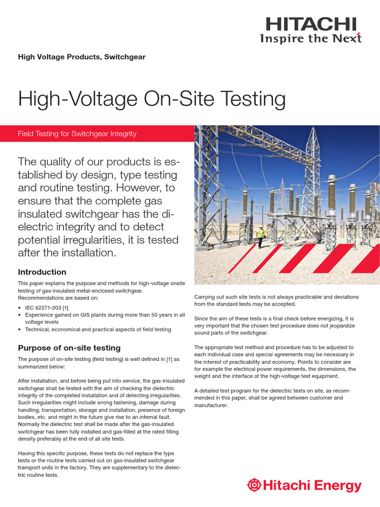 PSC CH - GIS - High-Voltage On-Site Testing | PDF | High Voltage ...