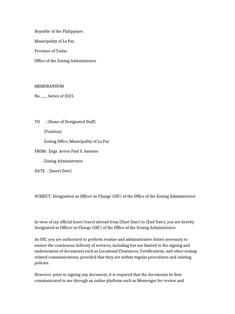 Memorandum OIC With Esignature Instructions | PDF