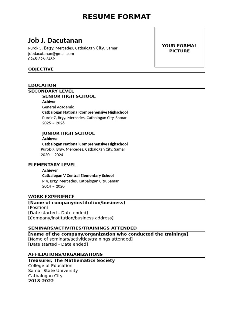 Resume Format | PDF