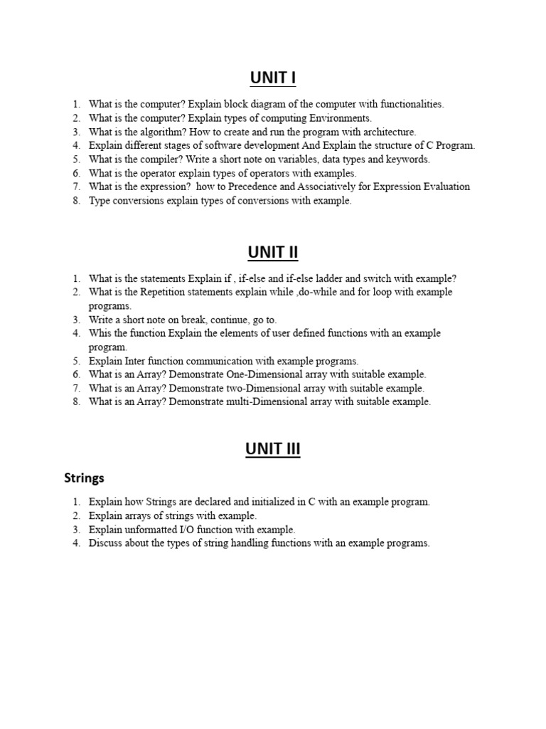 Cpds IMportant Questions For Mid I | PDF