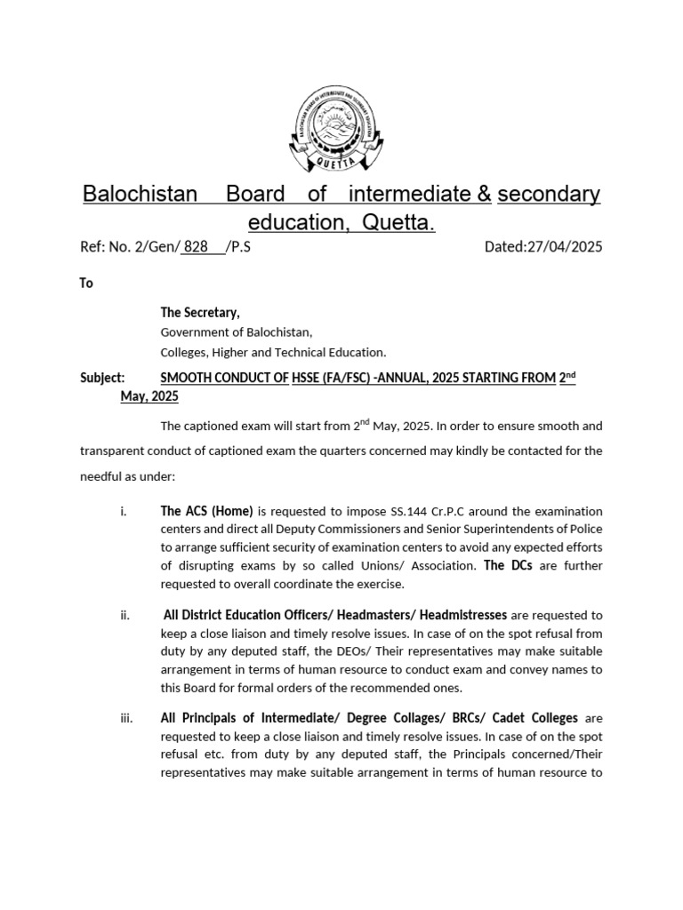 Intermediate EXam Conduct | PDF
