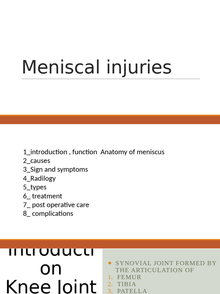 Meniscal Injuries 1 | PDF | Knee | Musculoskeletal System