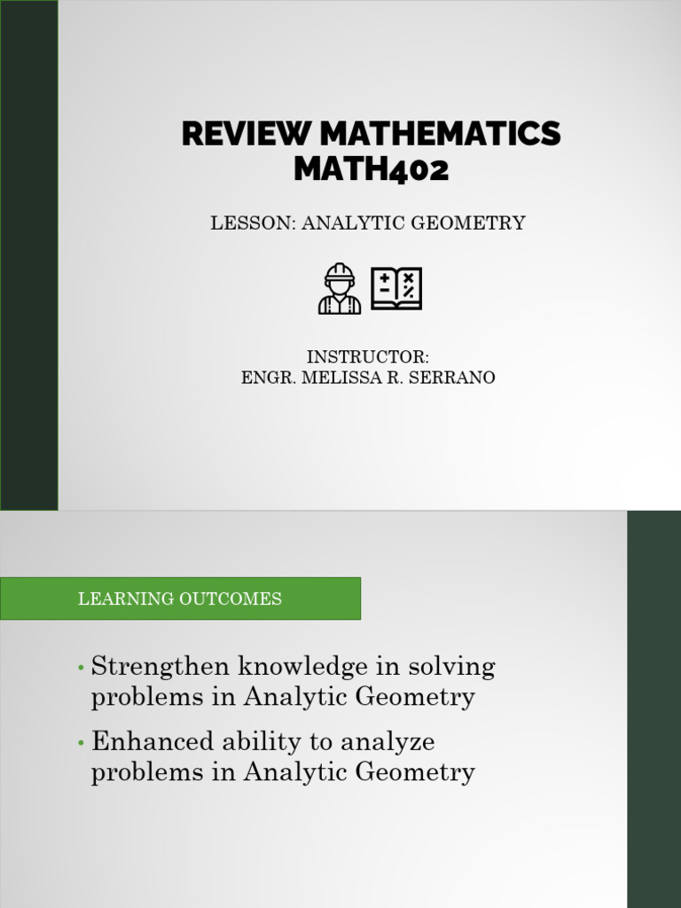 Analytic Geometry Review and Problems | PDF | Line (Geometry ...