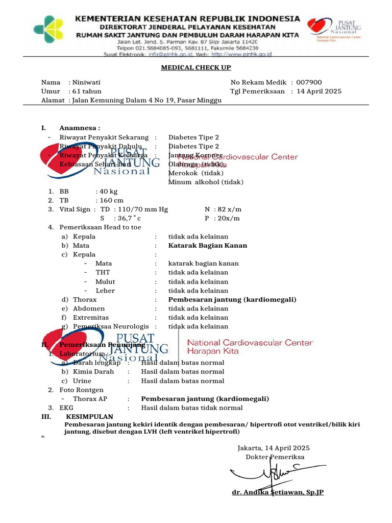 Format Medical Check Up | PDF