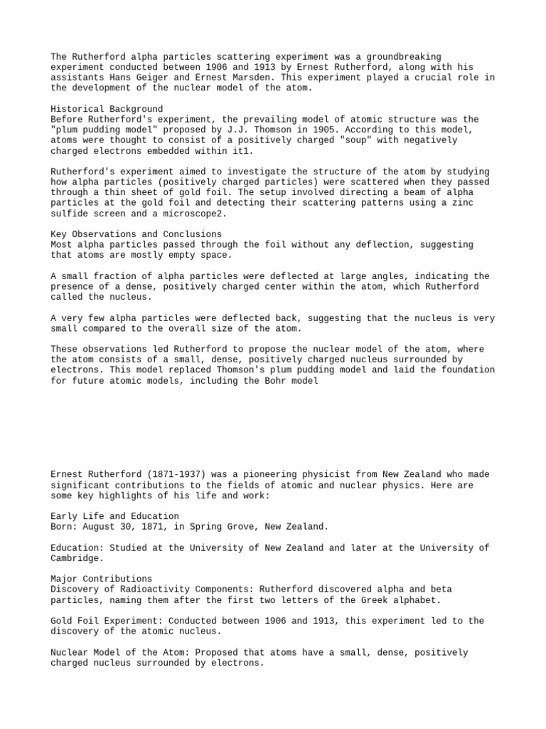 The Rutherford Alpha Particles Scattering | PDF | Atoms | Atomic Nucleus