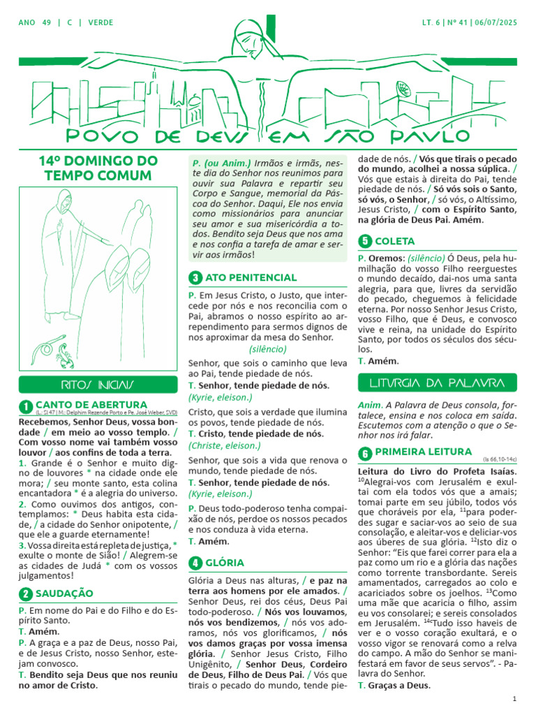 Ano 49C 41 14o DOMINGO DO TEMPO COMUM | PDF | Eucaristia | Jesus