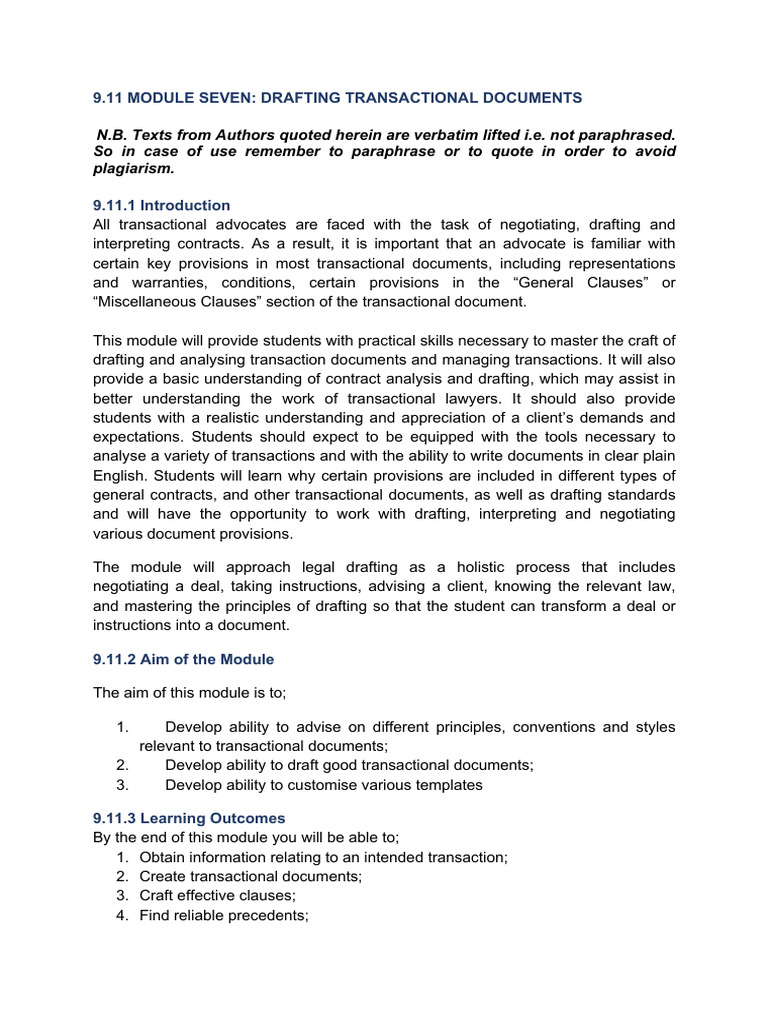 Drafting Transactional Documents | PDF | Indemnity | Breach Of Contract