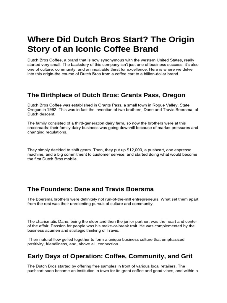 Dutch Bros: Origin and Growth Story | PDF | Drink | Coffee