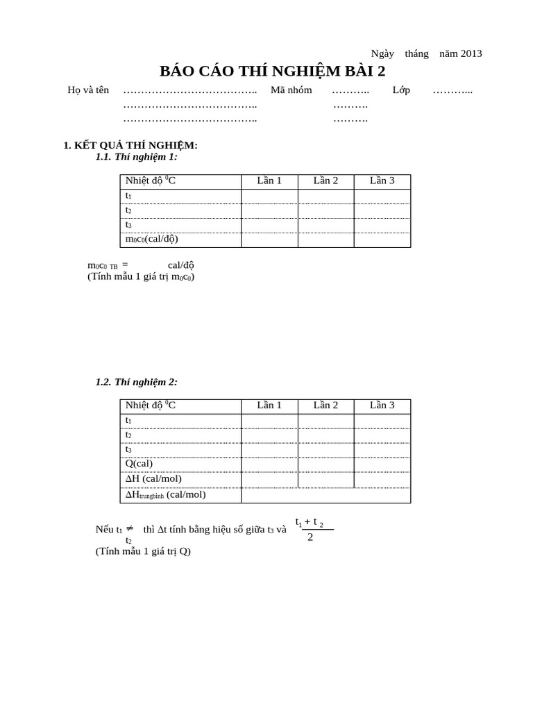Form báo cáo TH-HDC (1) | PDF