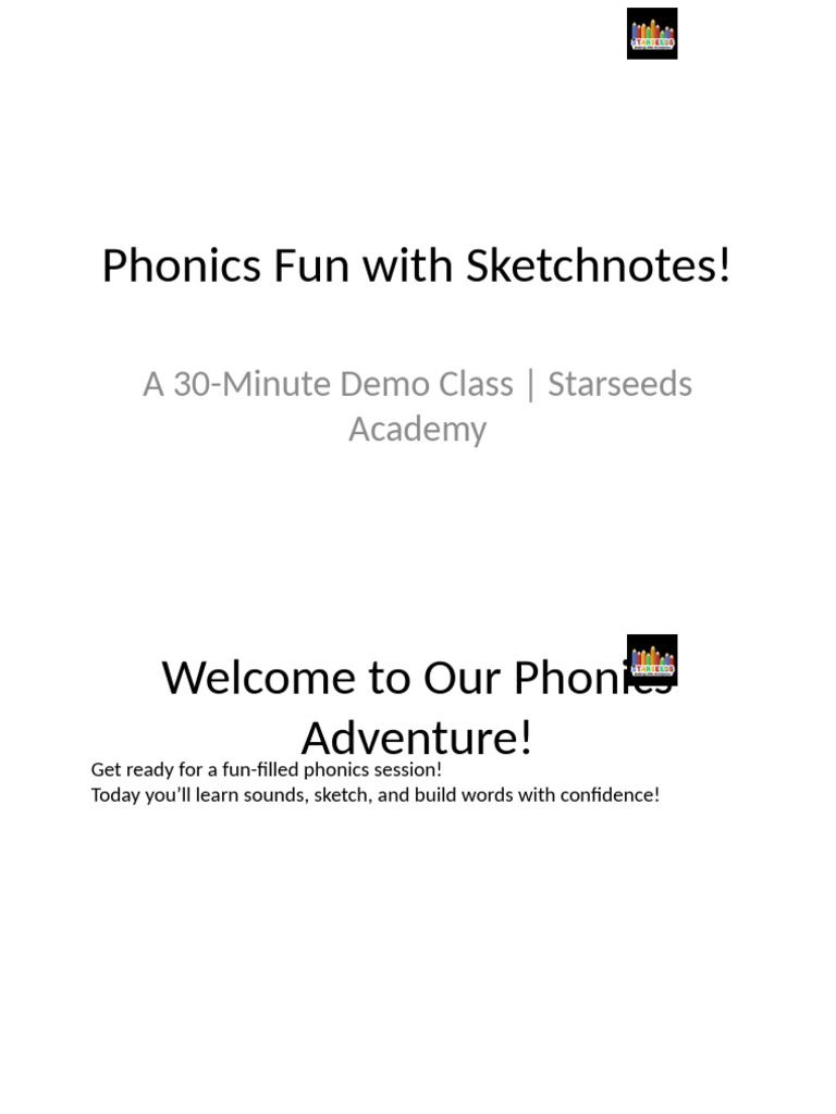Starseeds Phonics Demo Class | PDF