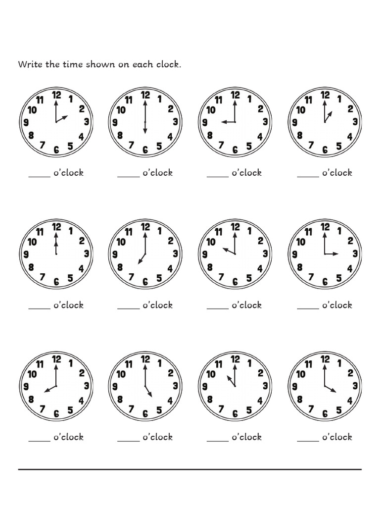 Telling Time To The Nearest Hour | PDF