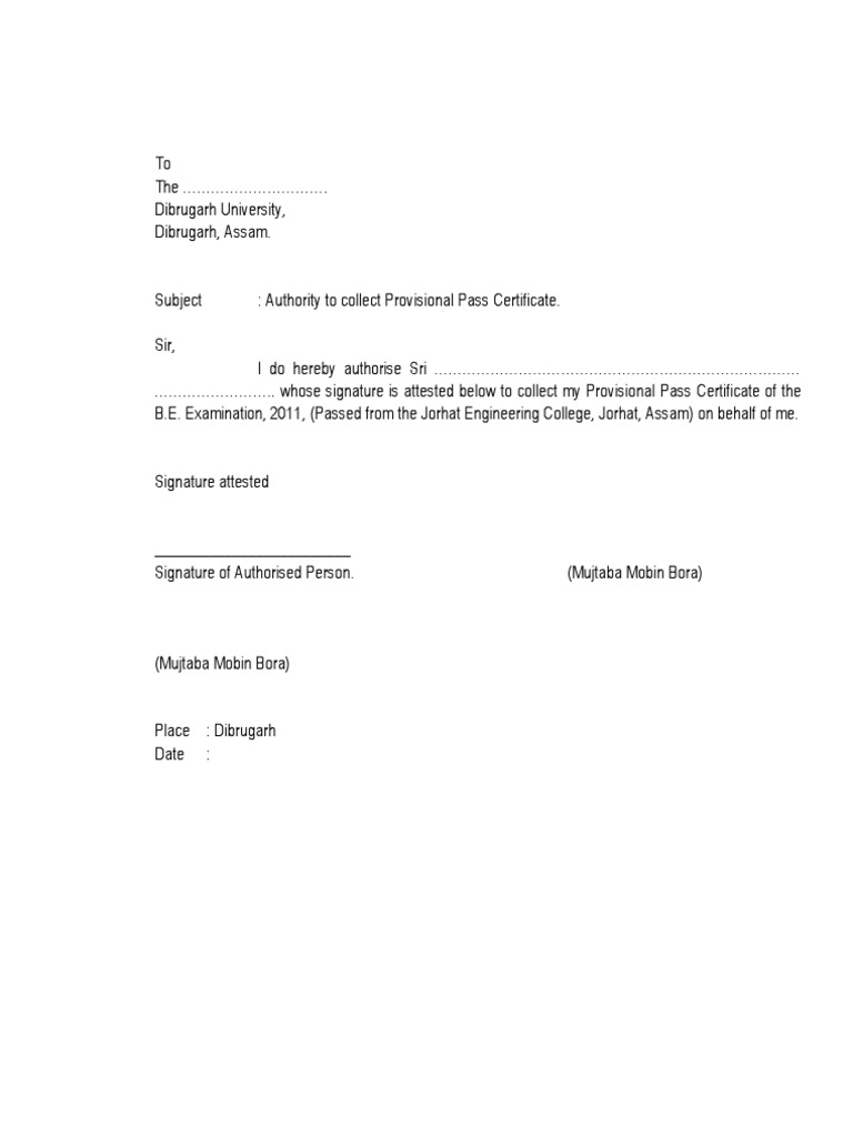 Authorization for Certificate Collection | PDF | Career & Growth