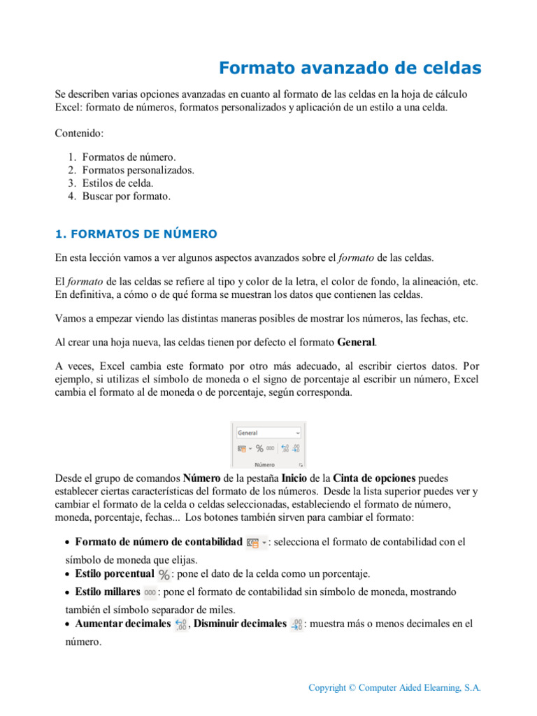 Manual Formato de Celdas | PDF | Hoja de cálculo | Porcentaje