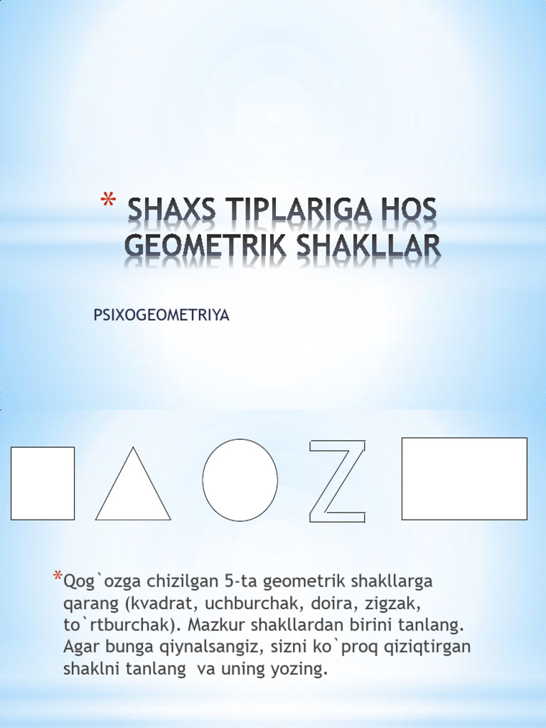 Portal.guldu.uz-shaxs Tiplariga Hos Geometrik Shakllar | PDF