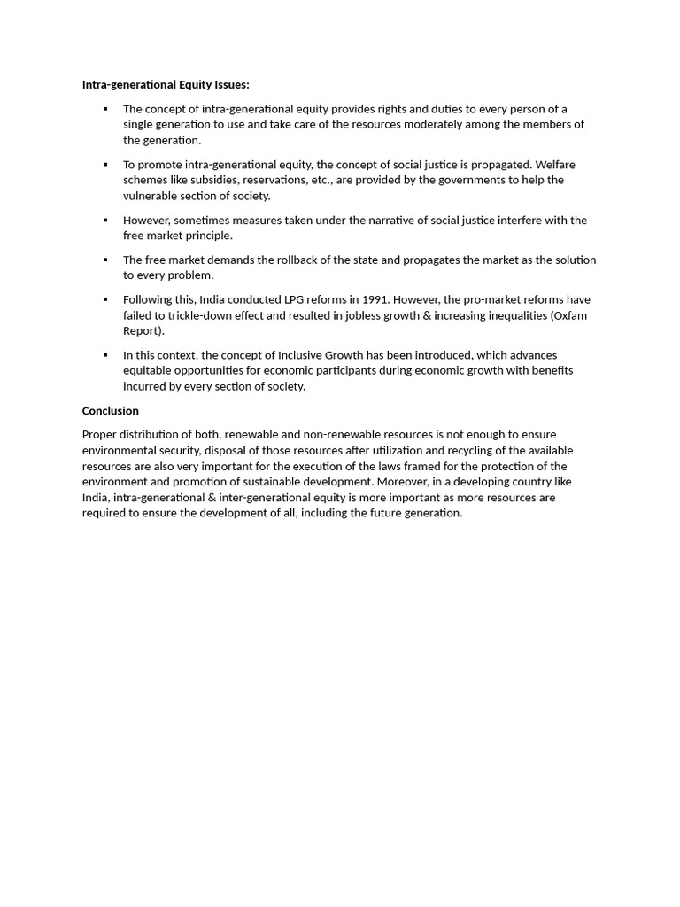 Intragenerational Equity | PDF