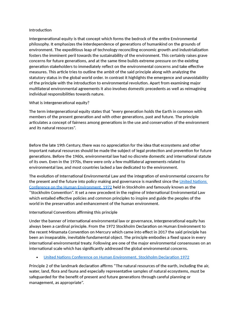 Intergenerational Equity | PDF | Environmental Law | Justice