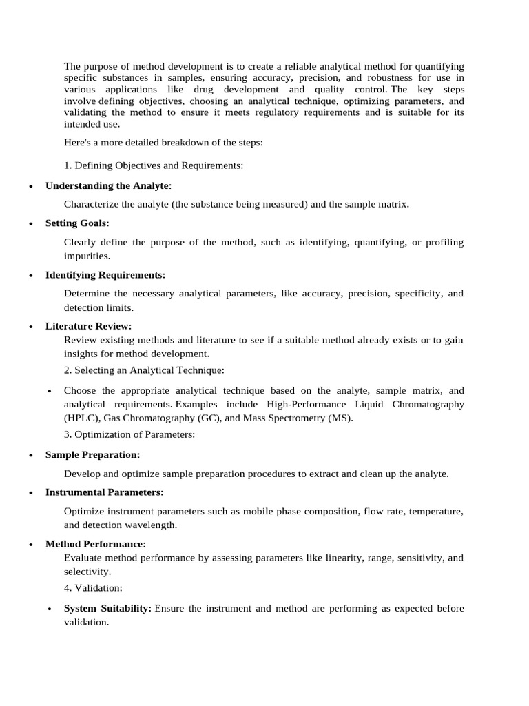 Steps Involved in The Method Development | PDF | High Performance ...