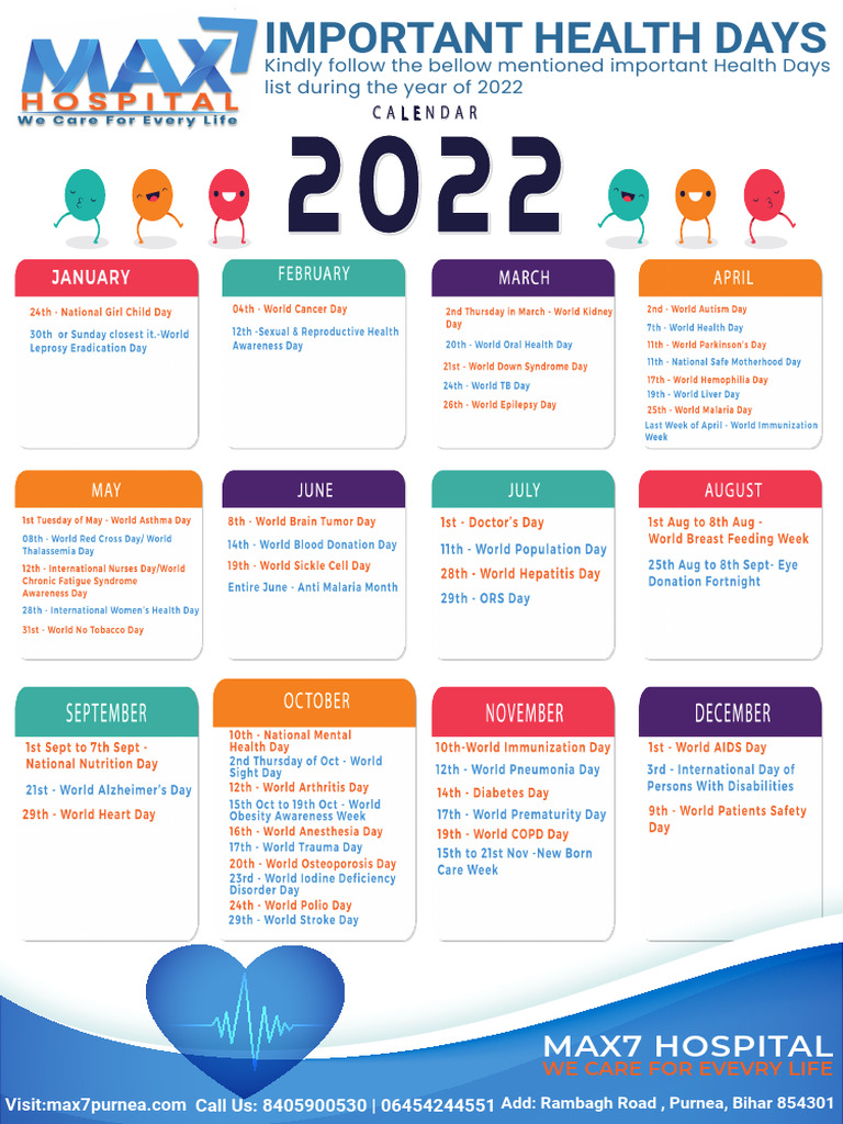 Important Health Days 2022 Calendar | PDF